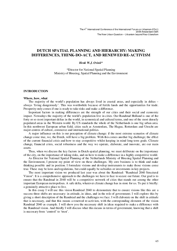 (PDF) Dutch Spatial Planning and Hierarchy: Making Differences, Think ...