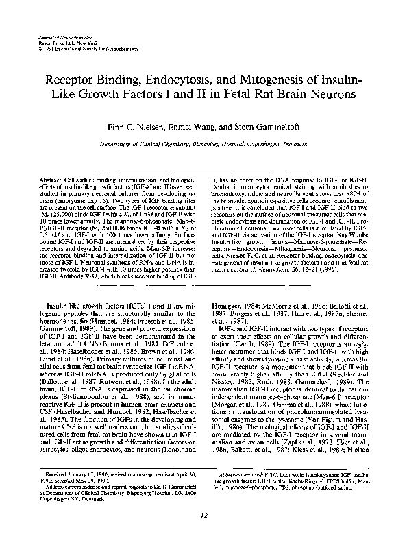(PDF) Receptor Binding, Endocytosis, and Mitogenesis of Insulin-Like ...