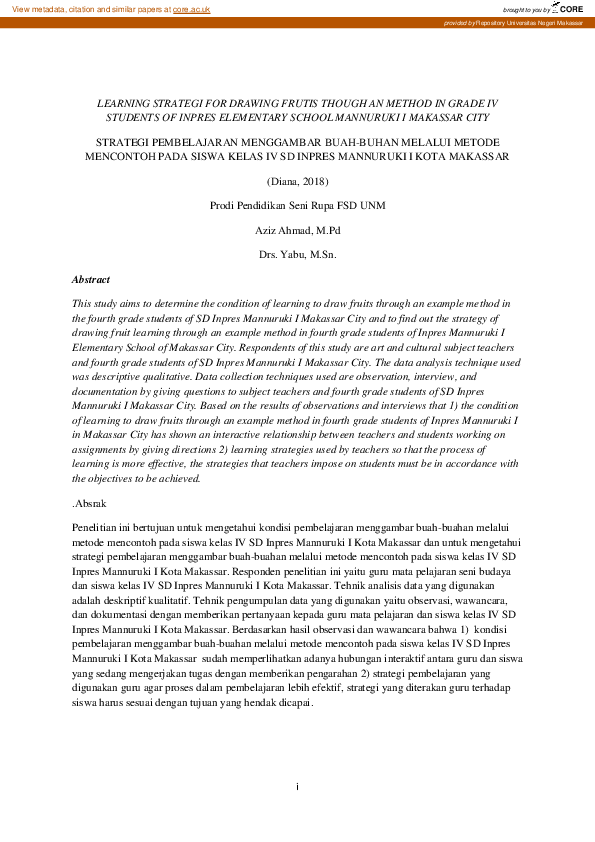 (PDF) Strategi Pembelajaran Menggambar Buah-Buhan Melalui Metode Mencontoh Pada Siswa Kelas IV ...