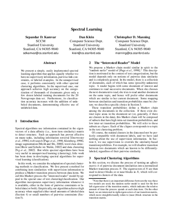 (PDF) Spectral Learning