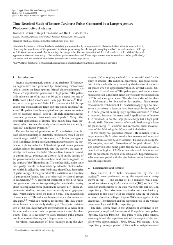 (PDF) Time-Resolved Study of Intense Terahertz Pulses Generated by a ...