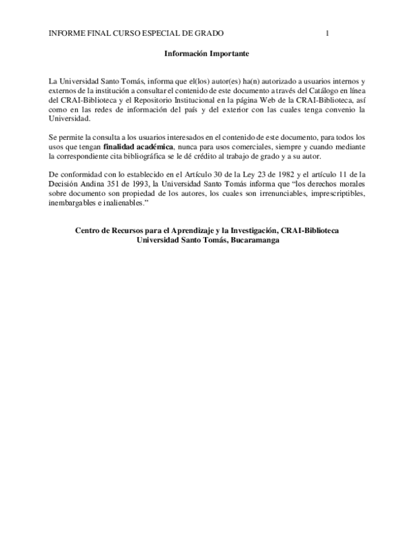(PDF) Informe final curso especial de grado aplicado a Santur L´alianxa ...