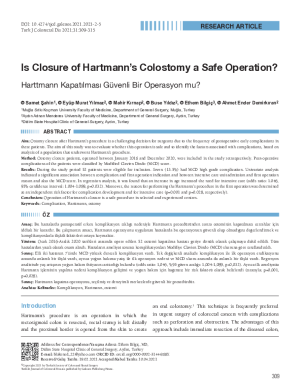 (PDF) Is Closure of Hartmann’s Colostomy a Safe Operation?