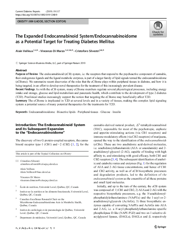 (PDF) The Expanded Endocannabinoid System/Endocannabinoidome as a ...