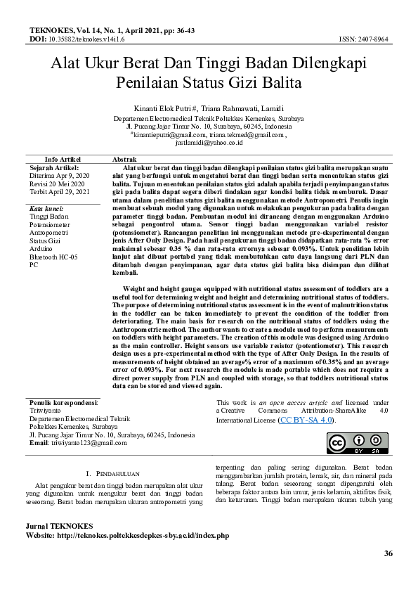 (PDF) Alat Ukur Berat Dan Tinggi Badan Dilengkapi Penilaian Status Gizi ...