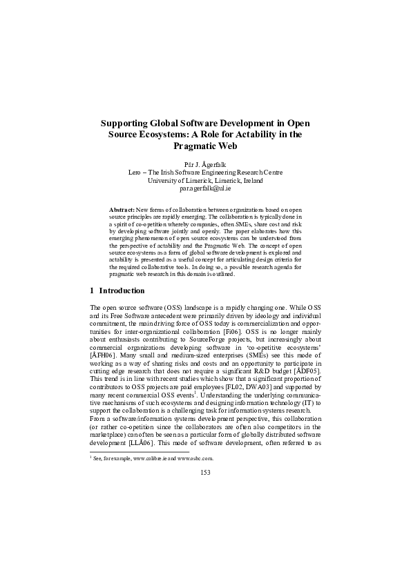 Pdf Supporting Global Software Development In Open Source Ecosystems