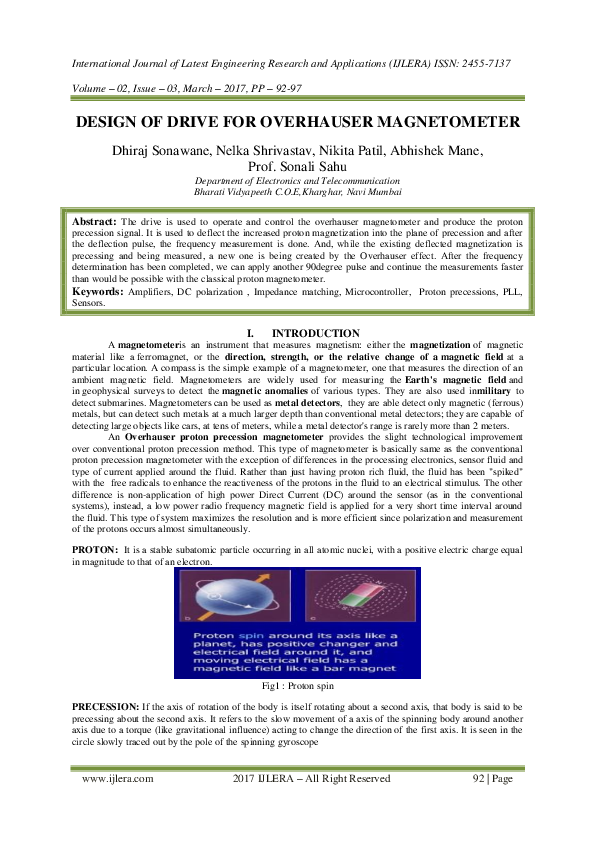 (PDF) Design of Drive for Overhauser Magnetometer