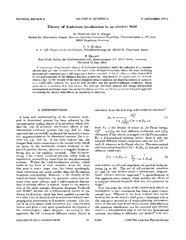 (PDF) Theory of Anderson localization in an electric field