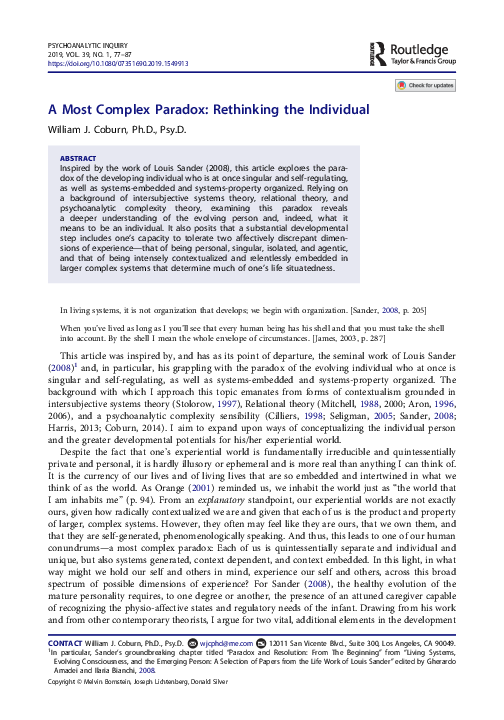 (PDF) A Most Complex Paradox: Rethinking the Individual