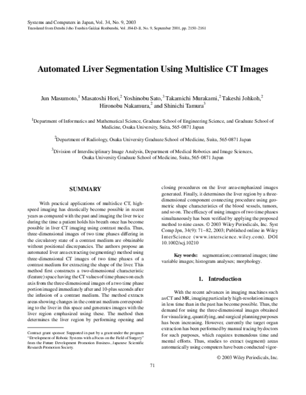 Pdf Automated Liver Segmentation From Ct Images