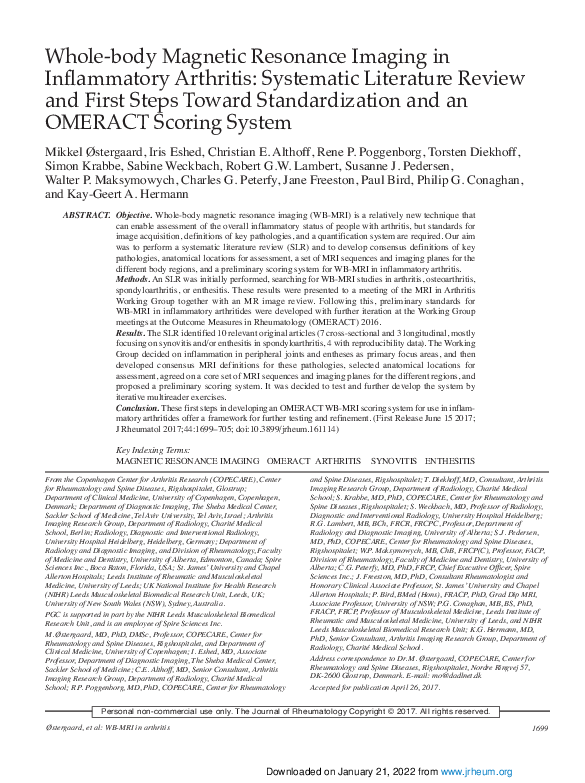 (PDF) Whole-body Magnetic Resonance Imaging in Inflammatory Arthritis ...