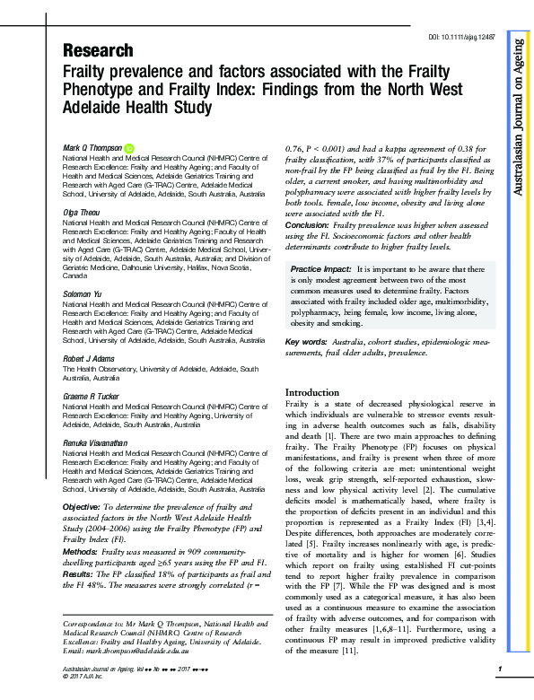 (PDF) Frailty prevalence and factors associated with the Frailty ...