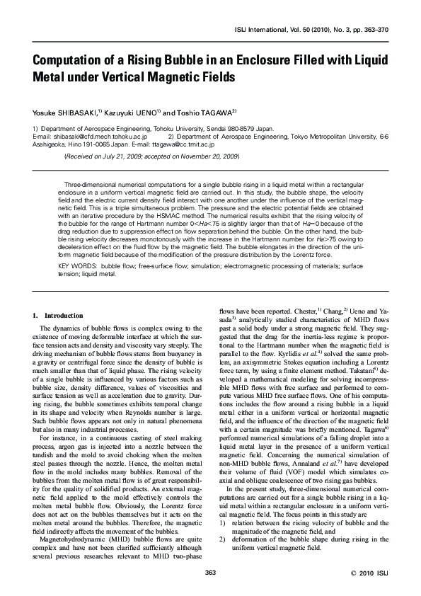 (PDF) Computation of a Rising Bubble in an Enclosure Filled with Liquid ...