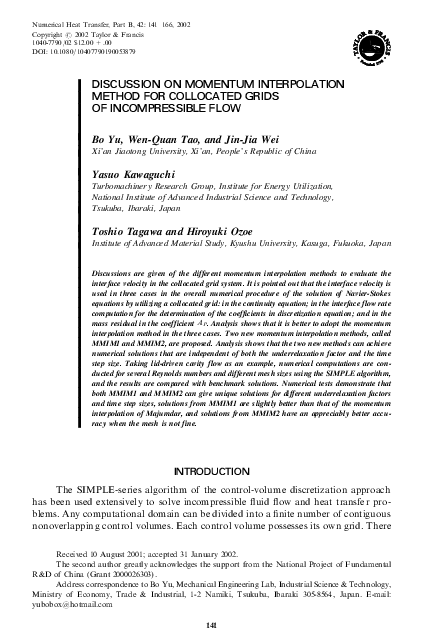 (PDF) Discussion on Momentum Interpolation Method for Collocated Grids of Incompressible Flow