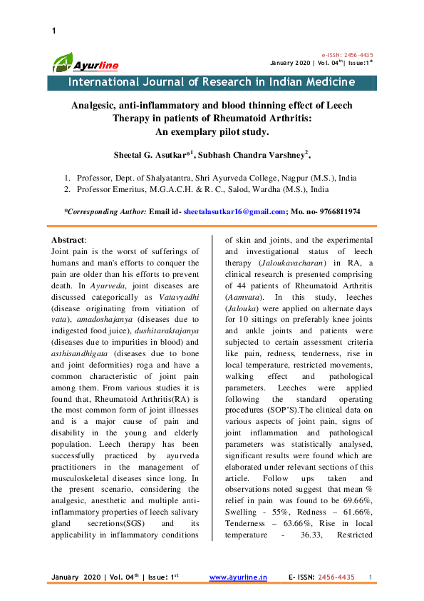 (PDF) Analgesic, anti-inflammatory and blood thinning effect of Leech ...