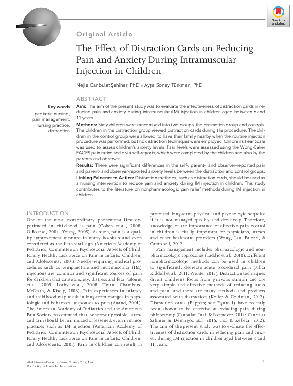 (PDF) The Effect of Distraction Cards on Reducing Pain and Anxiety ...