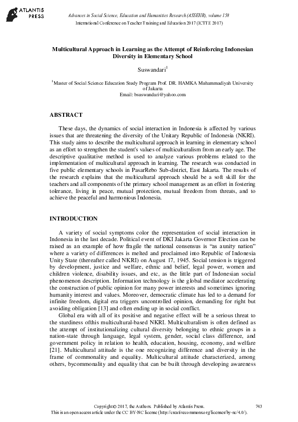 Pdf Multicultural Approach In Learning As The Attempt Of Reinforcing