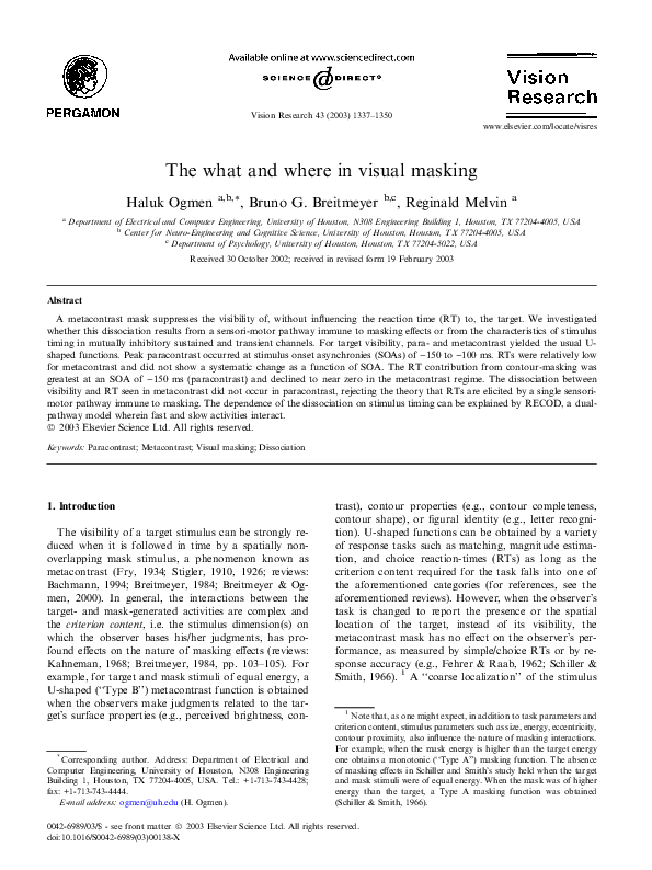 (PDF) The what and where in visual masking