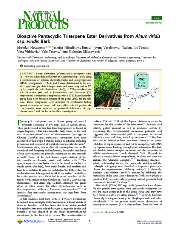(PDF) Bioactive Pentacyclic Triterpene Ester Derivatives from Alnus ...