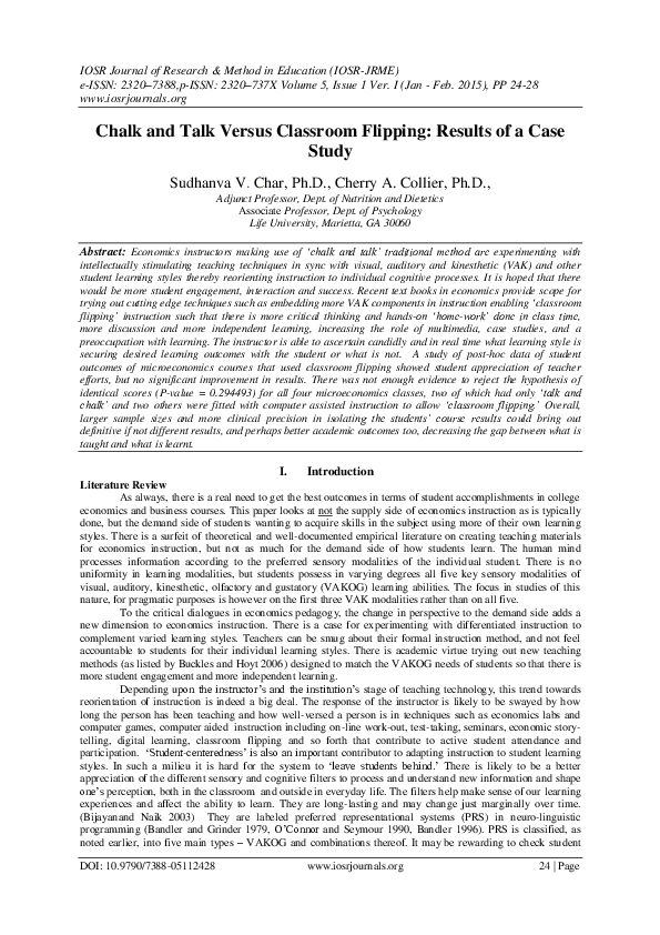 (PDF) Chalk and Talk Versus Classroom Flipping: Results of a Case Study