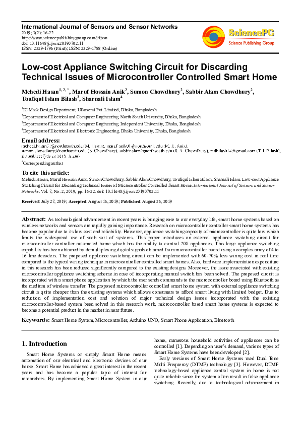 (PDF) Low-cost Appliance Switching Circuit for Discarding Technical Issues of Microcontroller ...