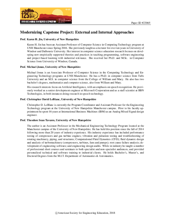 (PDF) Modernizing Capstone Project: External and Internal Approaches