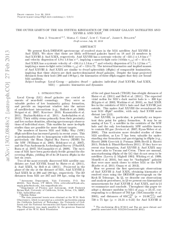 (PDF) The Outer Limits of the M31 System: Kinematics of the Dwarf ...