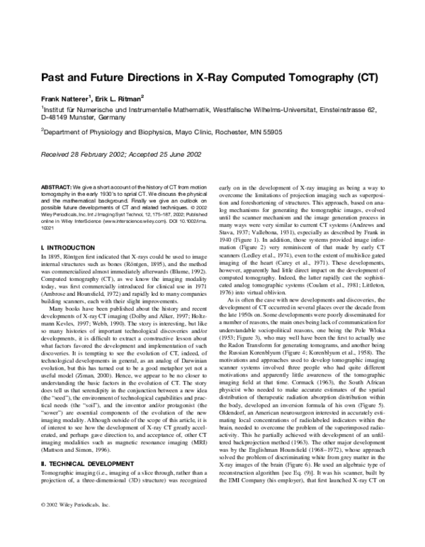 (PDF) Past and future directions in x-ray computed tomography (CT ...