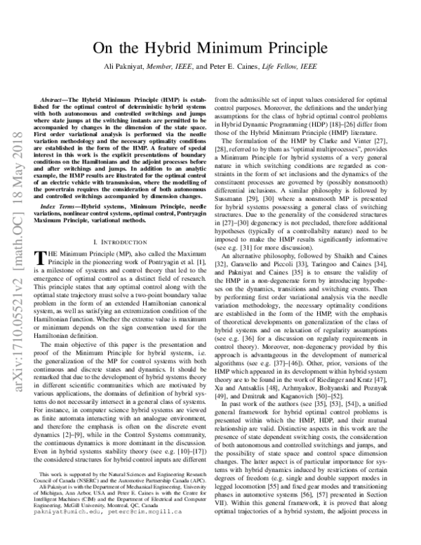 (PDF) On the Hybrid Minimum Principle