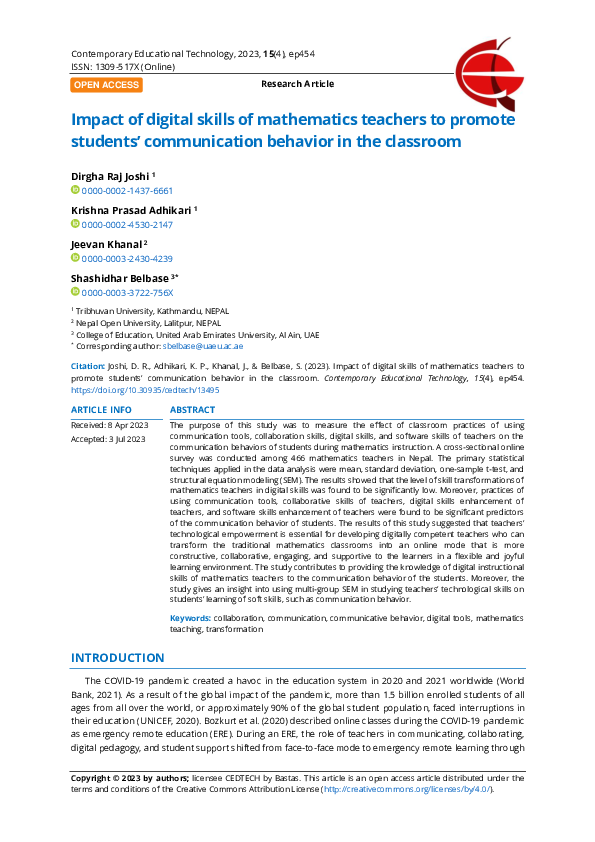 (PDF) Impact of digital skills of mathematics teachers to promote ...