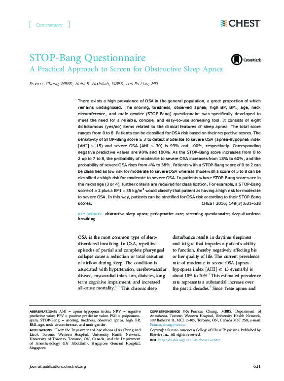 (PDF) STOP-Bang Questionnaire