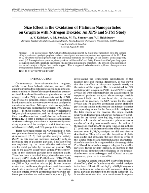 (PDF) Size effect in the oxidation of platinum nanoparticles on ...