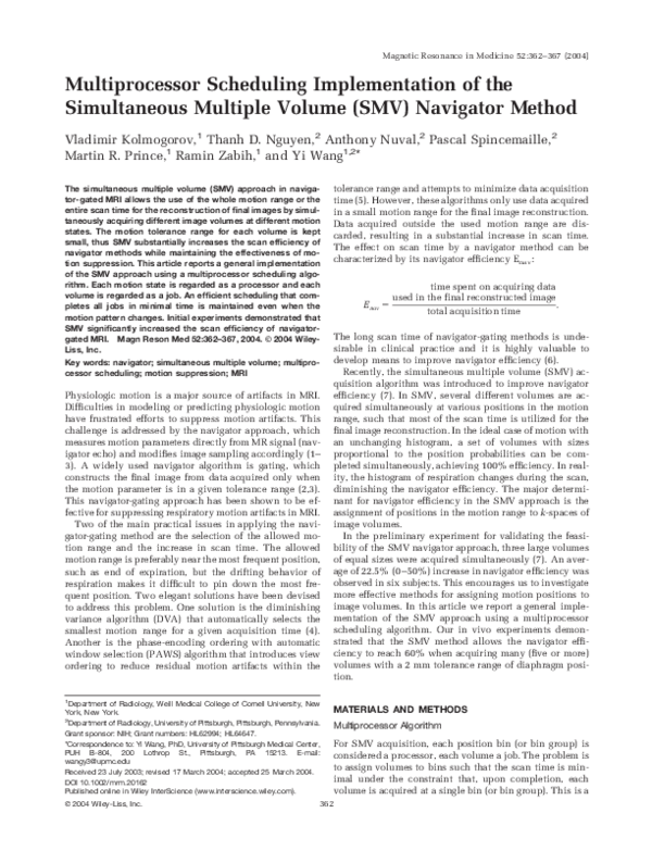 (PDF) Multiprocessor scheduling implementation of the simultaneous multiple volume (SMV ...