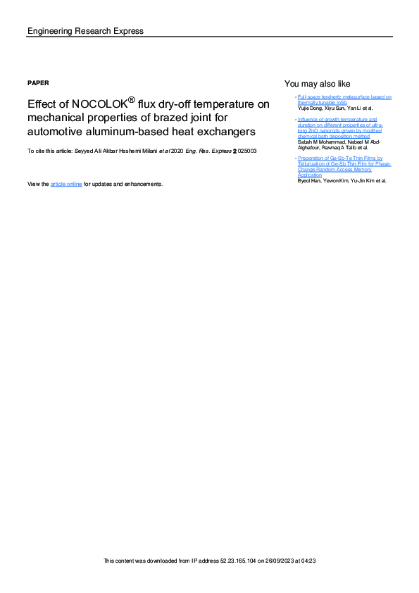 (PDF) Effect of NOCOLOK® Flux Dry-off Temperature on Mechanical ...