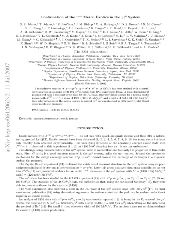 (PDF) Confirmation of a pi_1^0 Exotic Meson in the ηπ^0 System