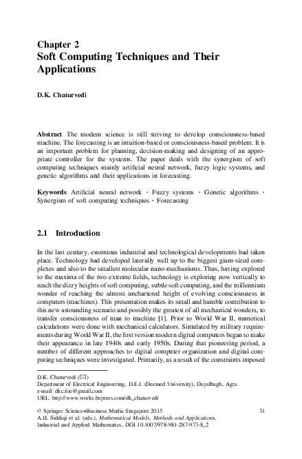 (PDF) Soft Computing Techniques and Their Applications