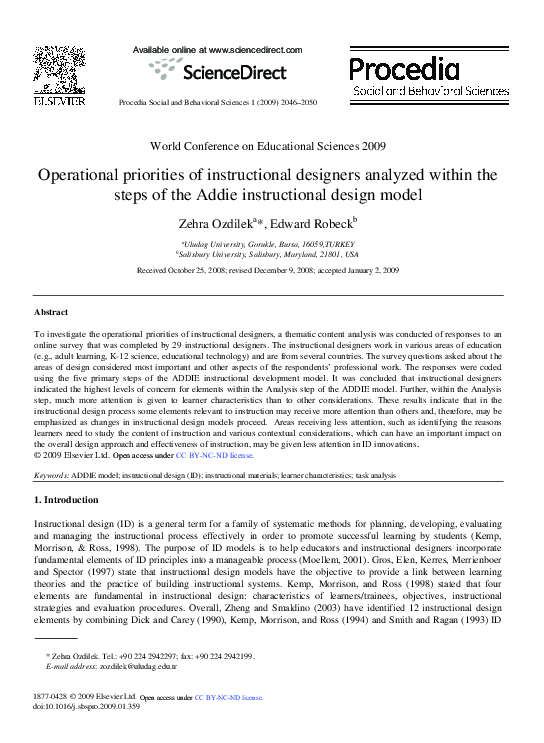 (PDF) Operational priorities of instructional designers analyzed within ...