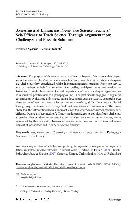 (PDF) Assessing and Enhancing Pre-service Science Teachers’ Self ...