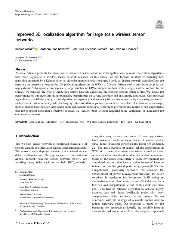 Pdf Improved 3d Localization Algorithm For Large Scale Wireless 4882
