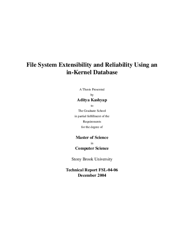 (PDF) File system extensibility and reliability using an in-kernel database
