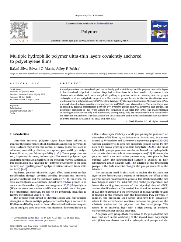 (PDF) Covalent Grafting of Polymer Layers on PE Films