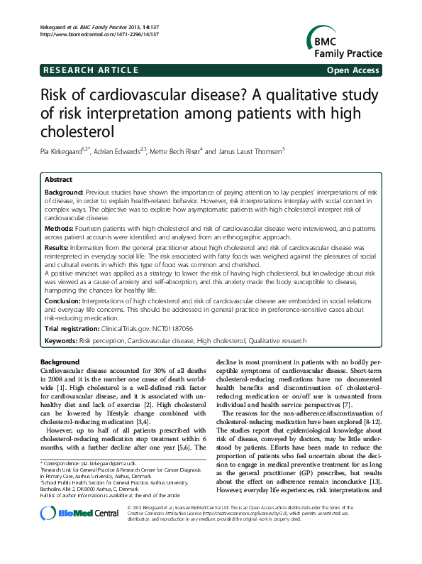 (PDF) Risk of cardiovascular disease? A qualitative study of risk ...