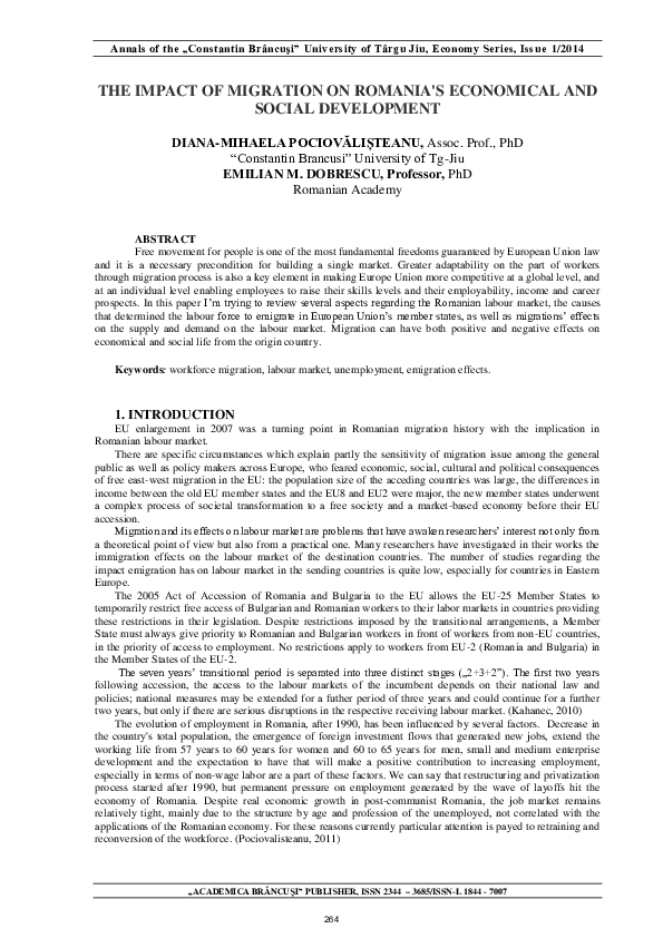 (PDF) The Impact of Migration on Romania's Economical and Social ...