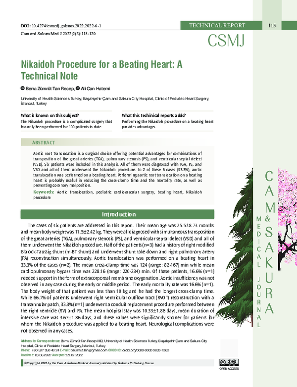(PDF) Nikaidoh Procedure for a Beating Heart: A Technical Note