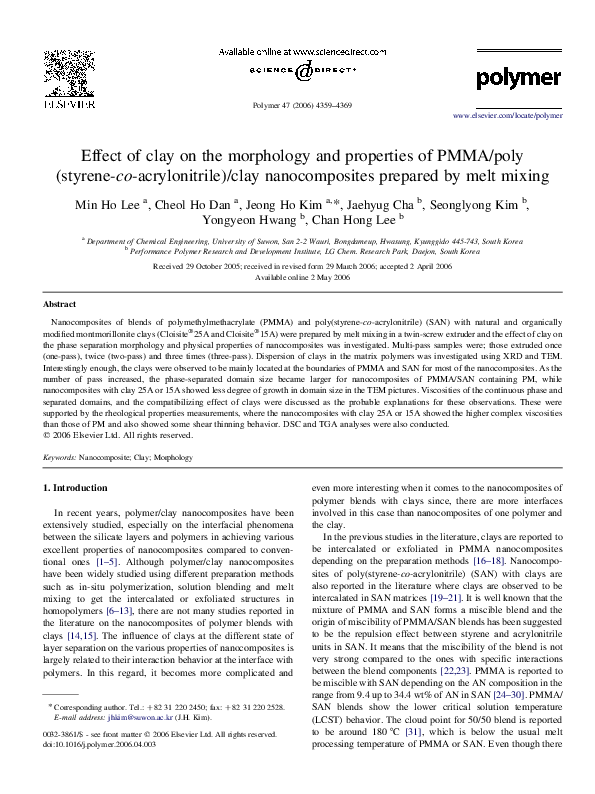 (PDF) Effect of clay on the morphology and properties of PMMA/poly ...