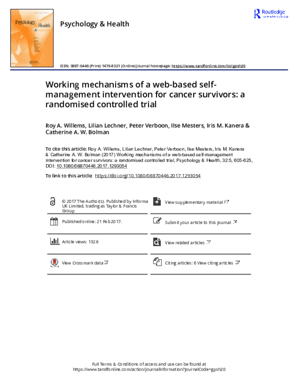 (PDF) Working mechanisms of a web-based self-management intervention for cancer survivors: a ...