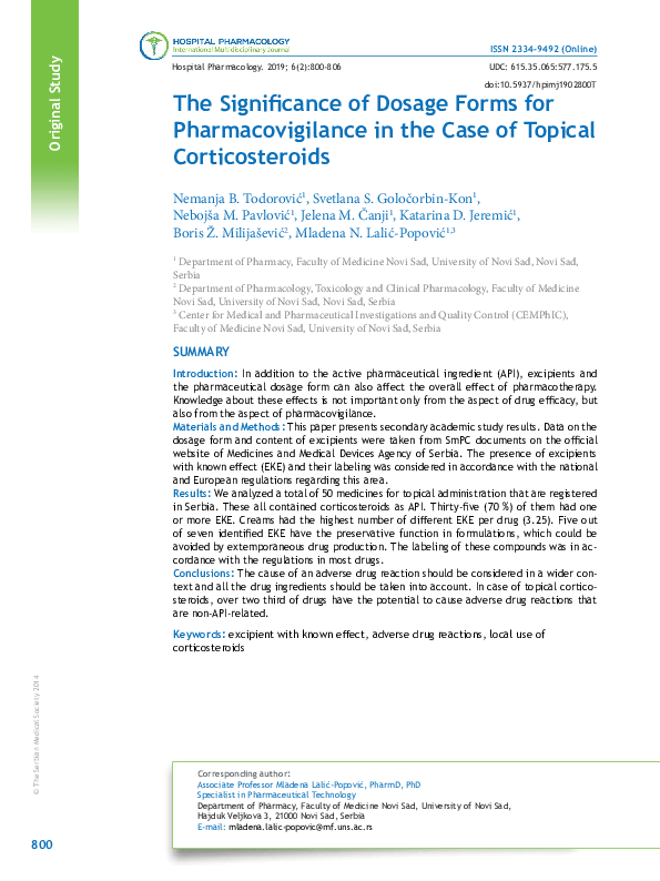 (PDF) The significance of dosage forms for pharmacovigilance in the ...