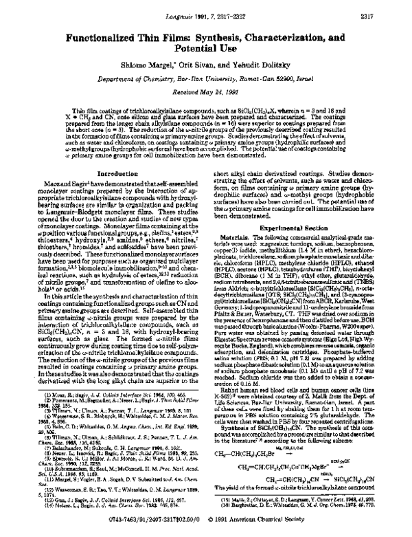 Pdf Functionalized Thin Films Synthesis Characterization And