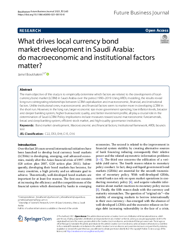 (PDF) What drives local currency bond market development in Saudi ...