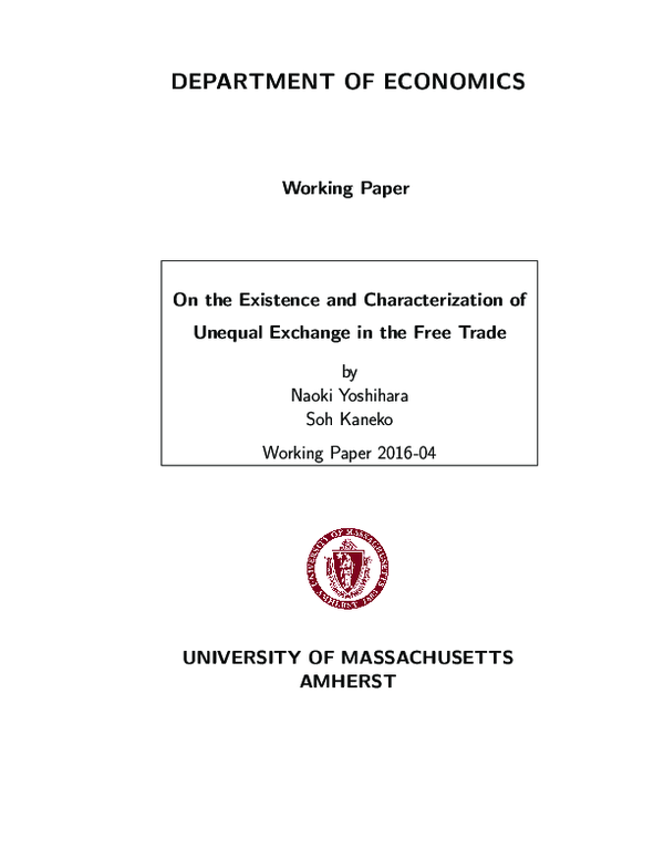 (PDF) Department of Economics Working Paper on the Existence and ...